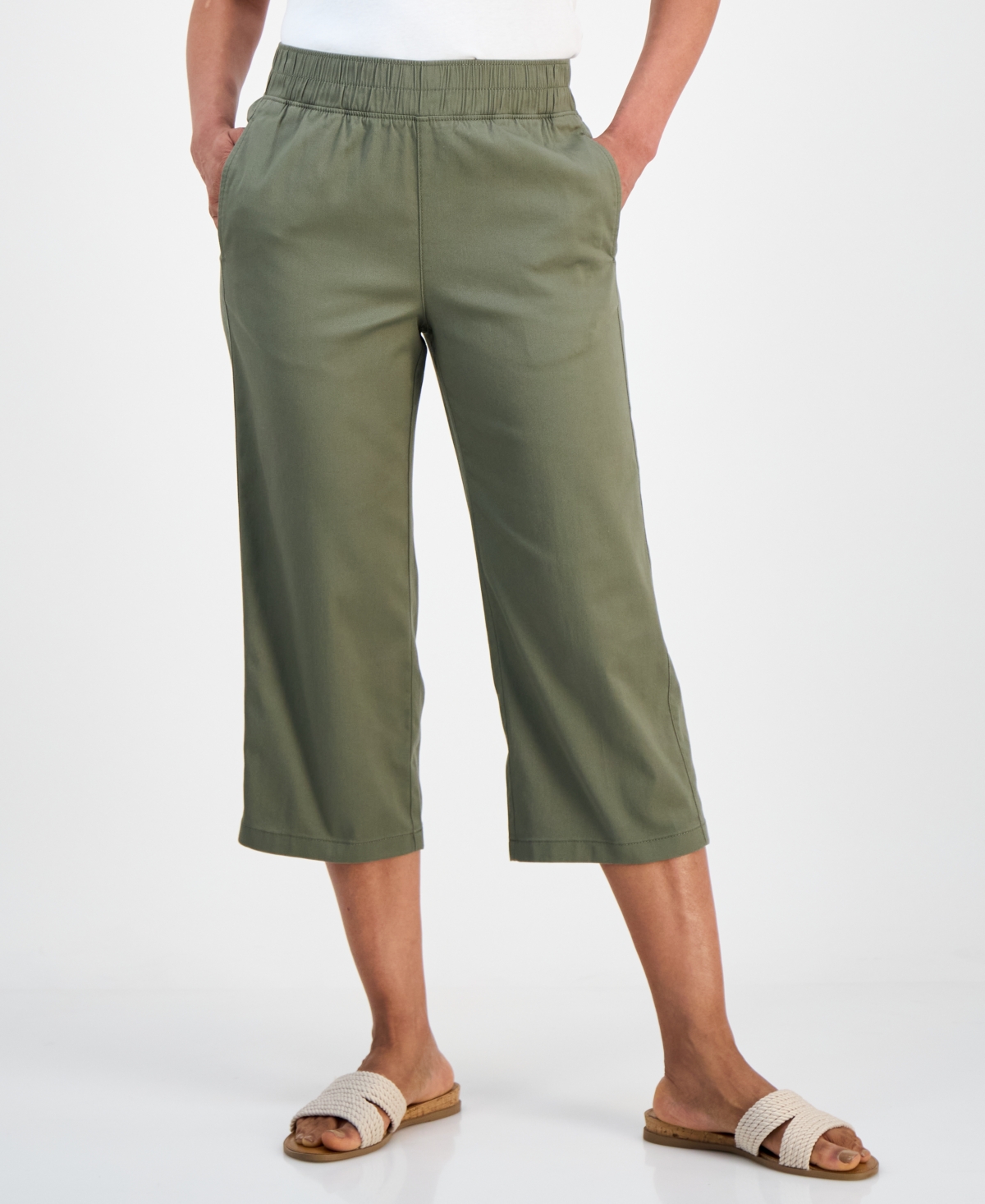 Click here for Style & Co Petite Pull-On Wide-Leg Twill Capri  Ma... prices