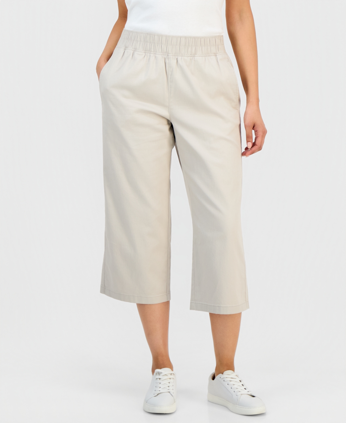Click here for Style & Co Petite Pull-On Wide-Leg Twill Capri  Ma... prices