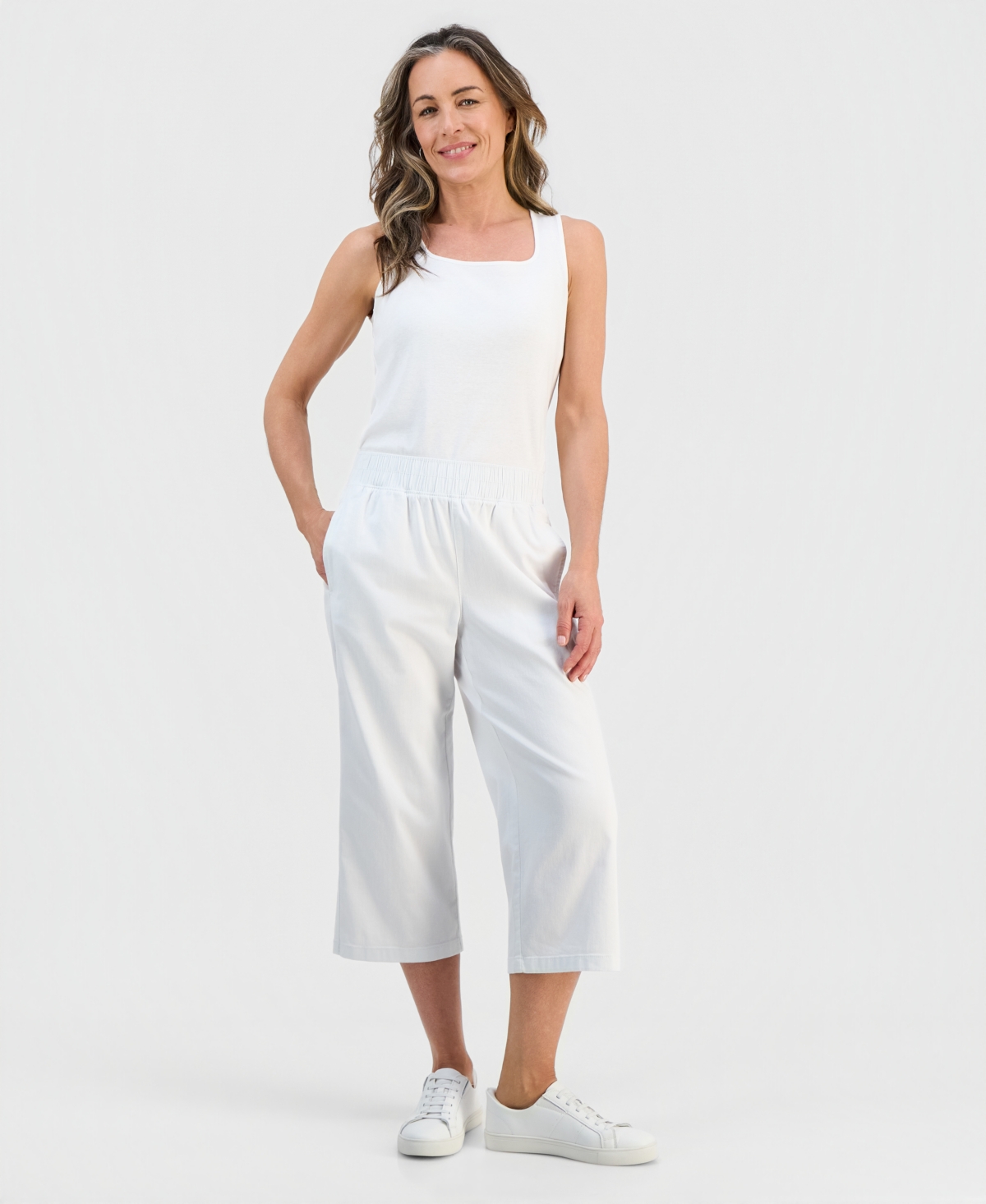 Click here for Style & Co Petite Pull-On Wide-Leg Twill Capri  Ma... prices