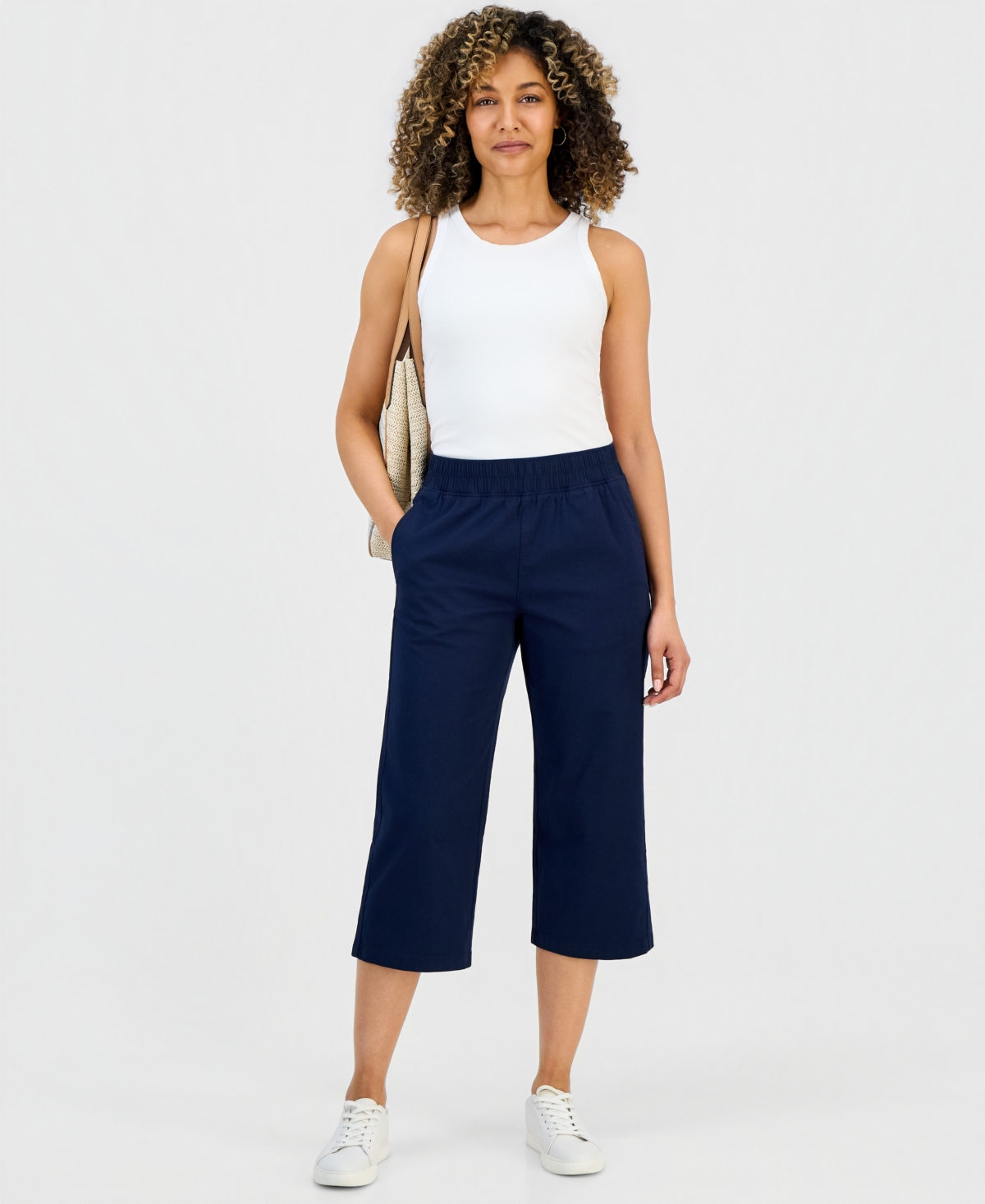 Click here for Style & Co Petite Pull-On Wide-Leg Twill Capri  Ma... prices