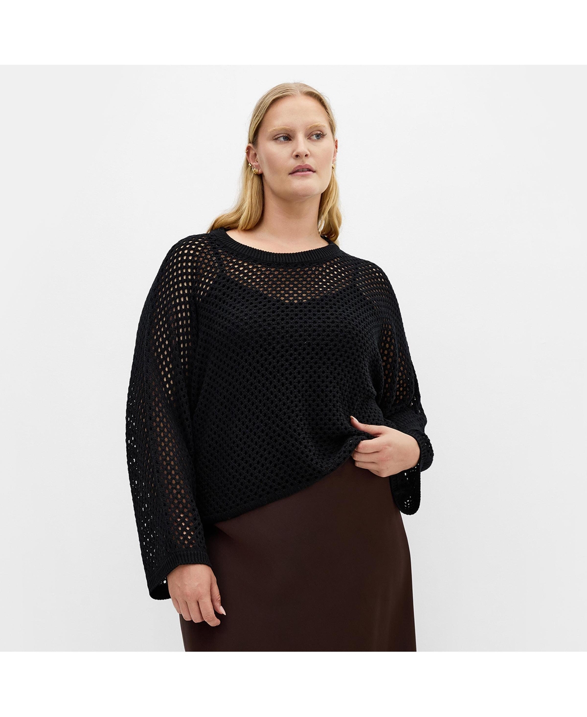 Click here for City Chic Womens Crochet Knit Long Sleeve Top - Bl... prices