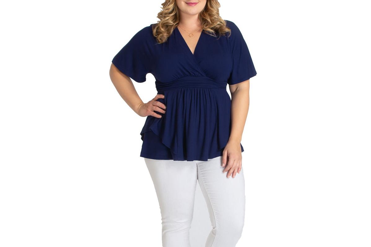 Click here for Kiyonna Plus Size Promenade Jersey Top - Nouveau n... prices