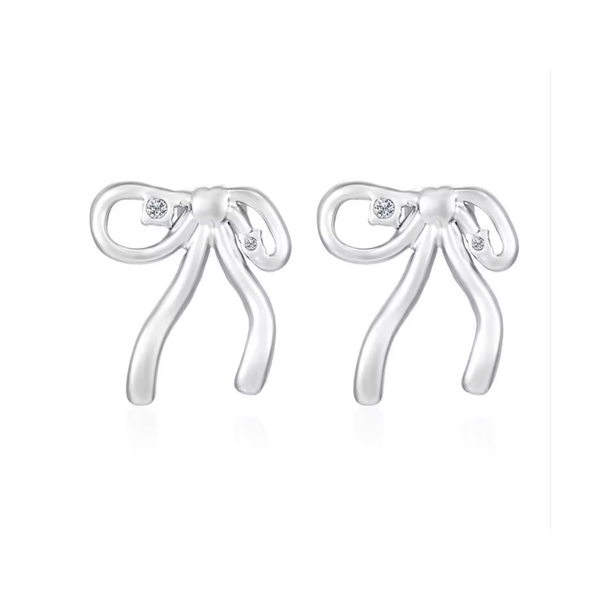Click here for Rebl Jewelry Crystal Bow Stud Earrings - Silver prices