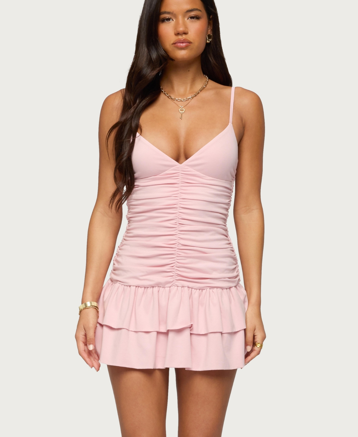 Click here for Edikted Womens Carinne Ruched Peplum Mini Dress -... prices