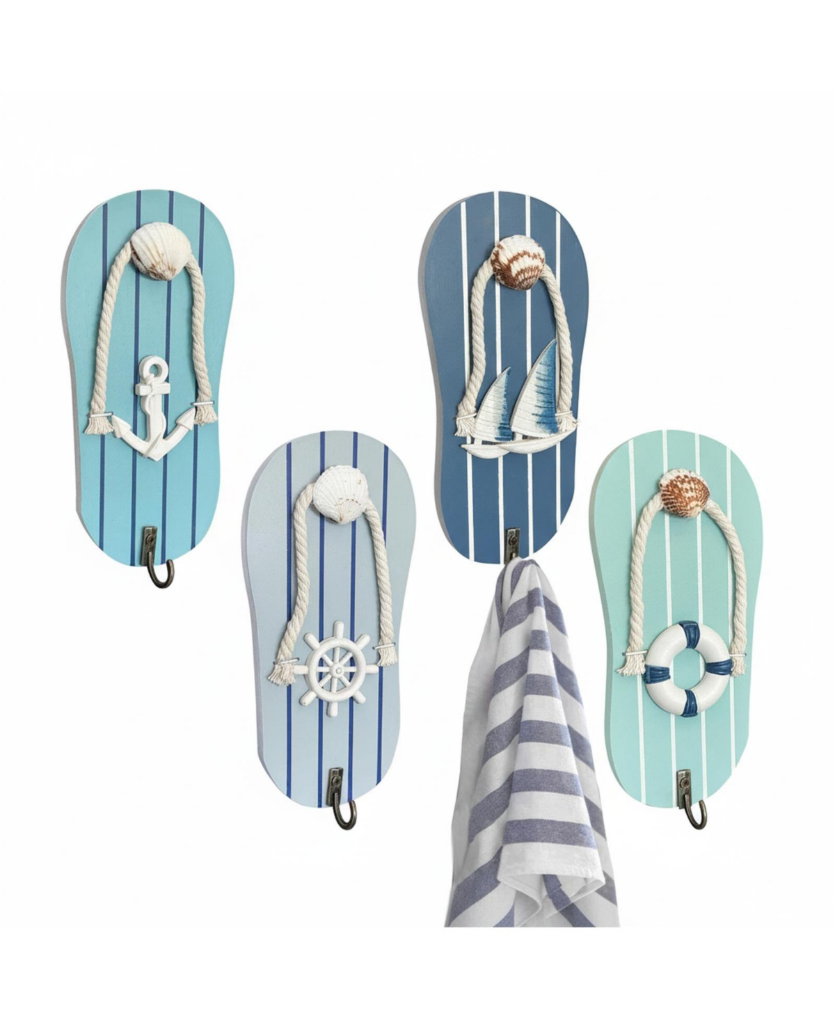 Click here for Yigii Cute Flip Flop Wooden Wall Hooks Beach Theme... prices