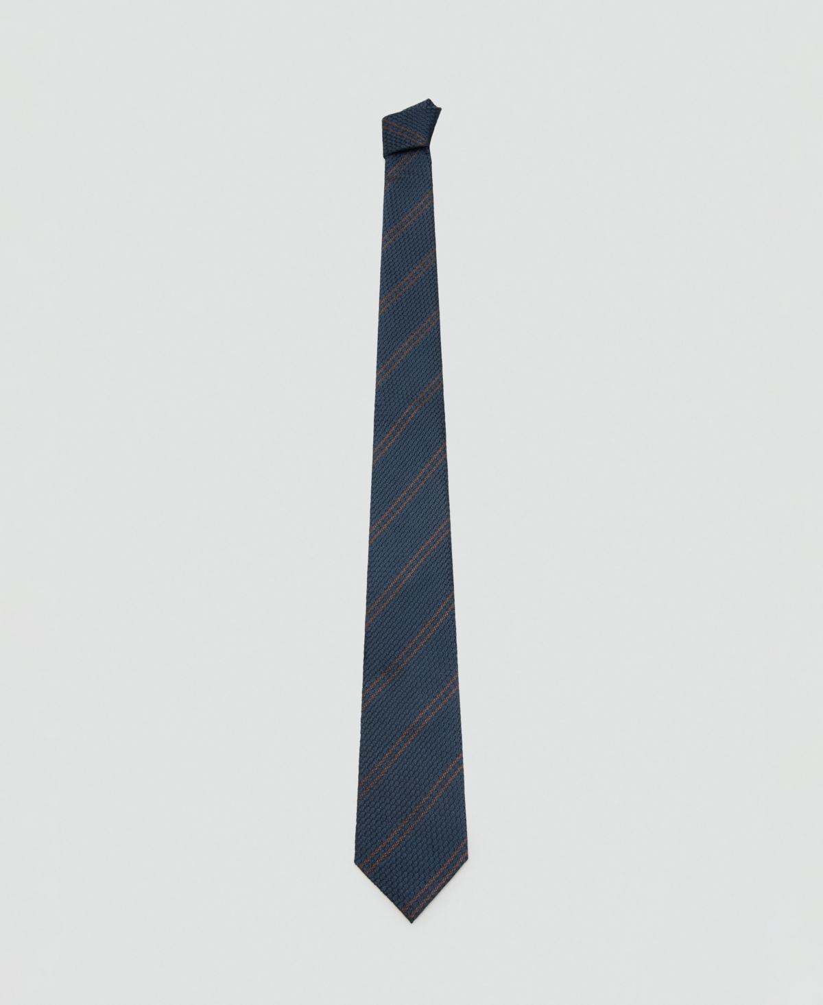 Click here for Mango Mens Silk Microstructure Stripes Tie - Navy prices