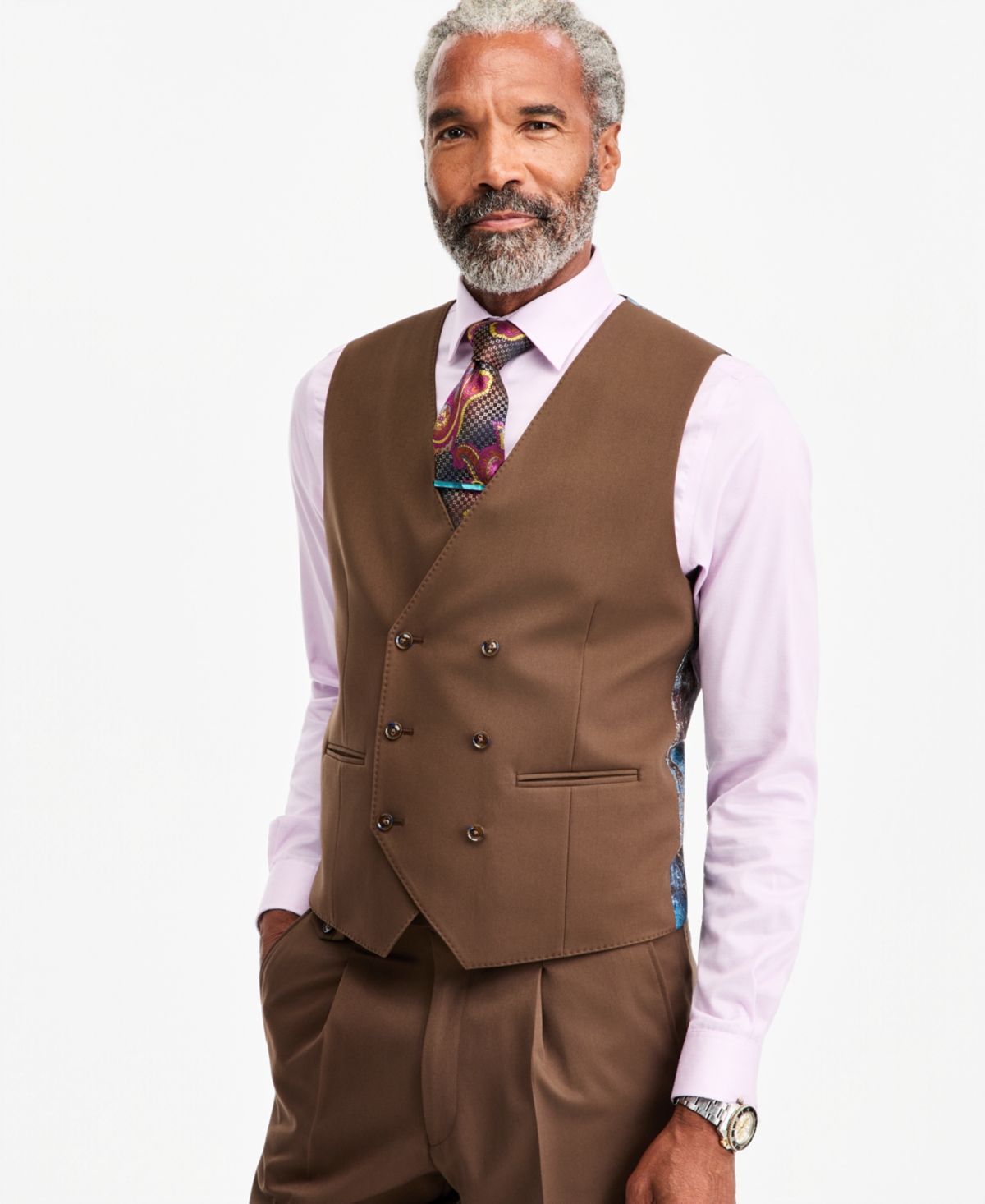 Click here for Tayion Collection Mens Classic-Fit Medium Brown Su... prices
