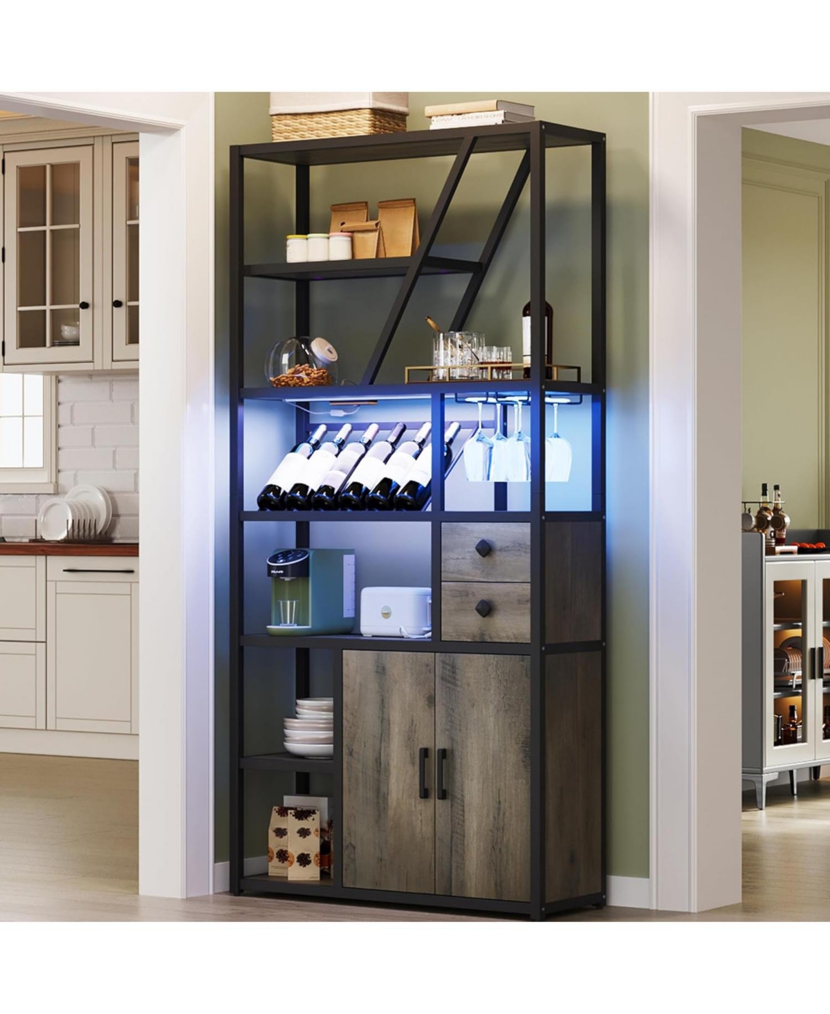 Click here for gaomon Wine Bar Cabinet with Led Lights and Power... prices