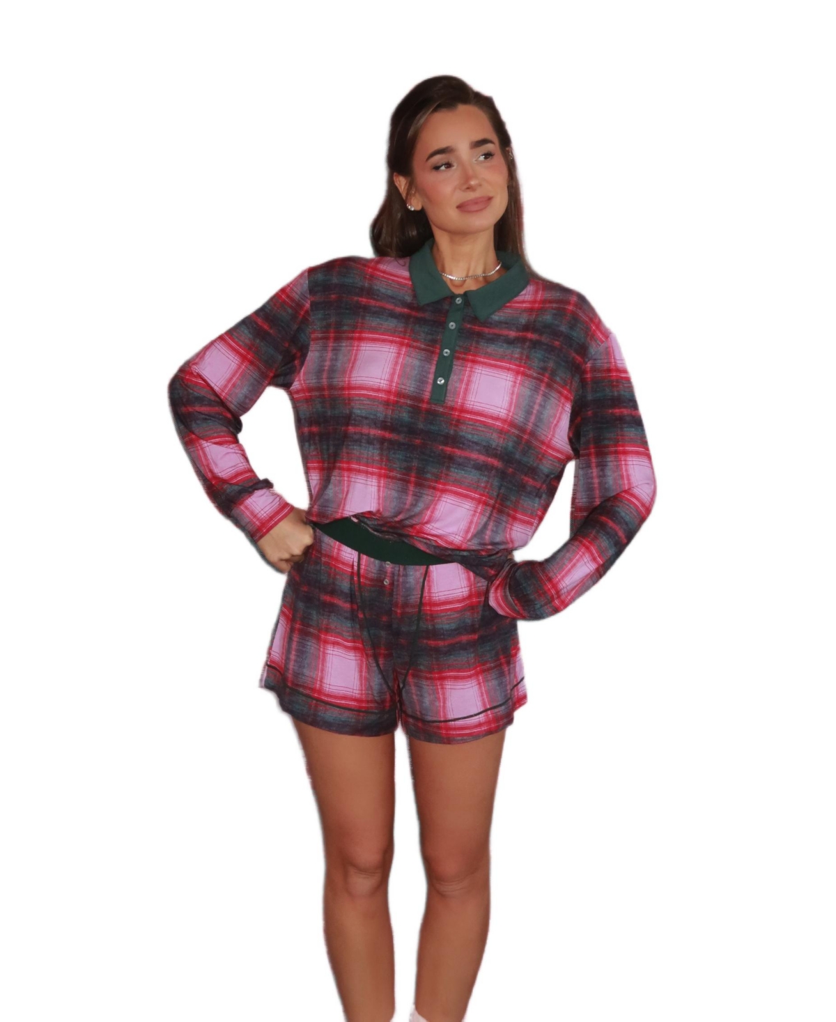 Click here for WeWoreWhat Womens Boxy Polo Sleepwear - Pink multi prices