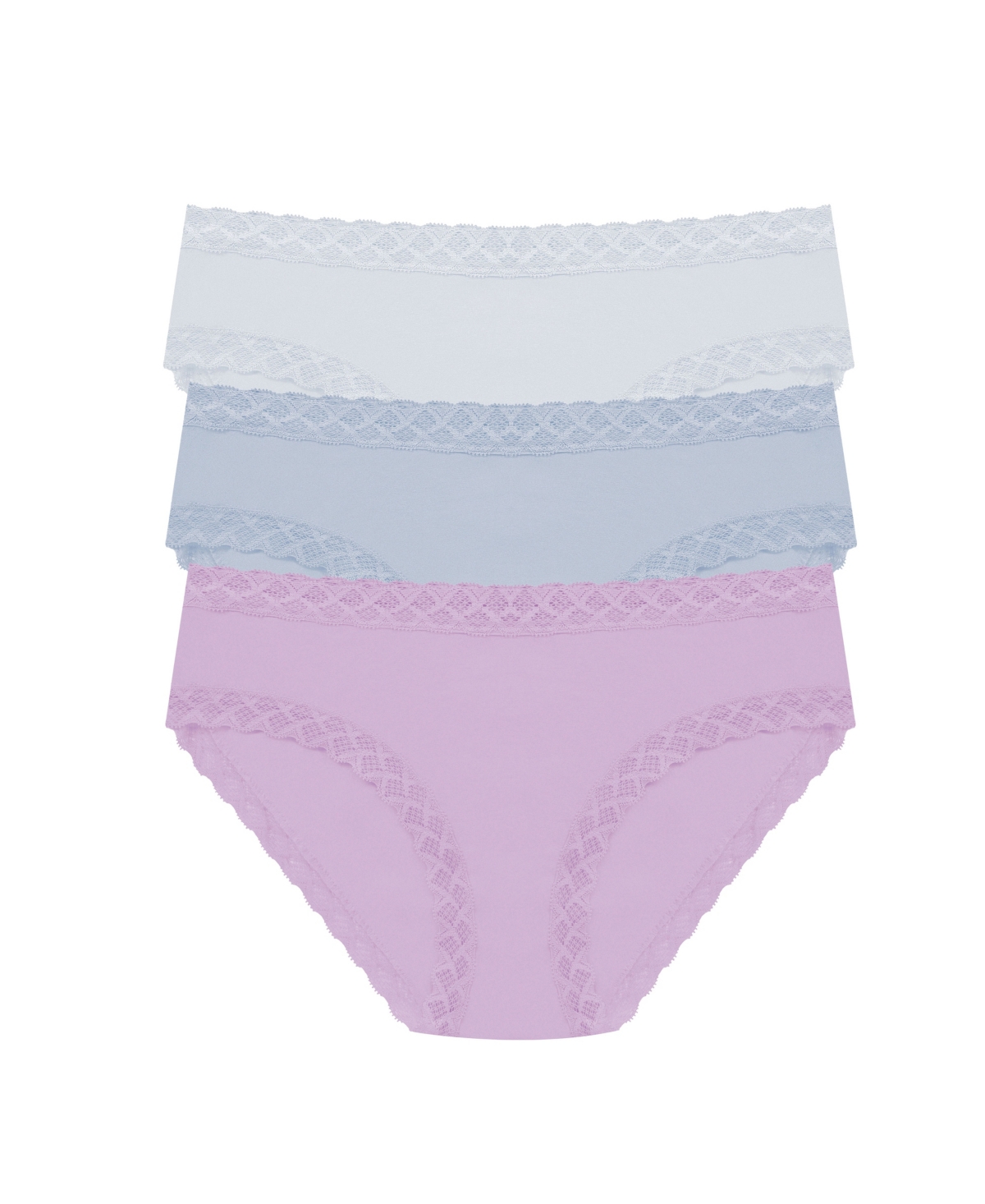 Click here for Natori Bliss Lace-Trim Cotton Brief Underwear 3-Pa... prices