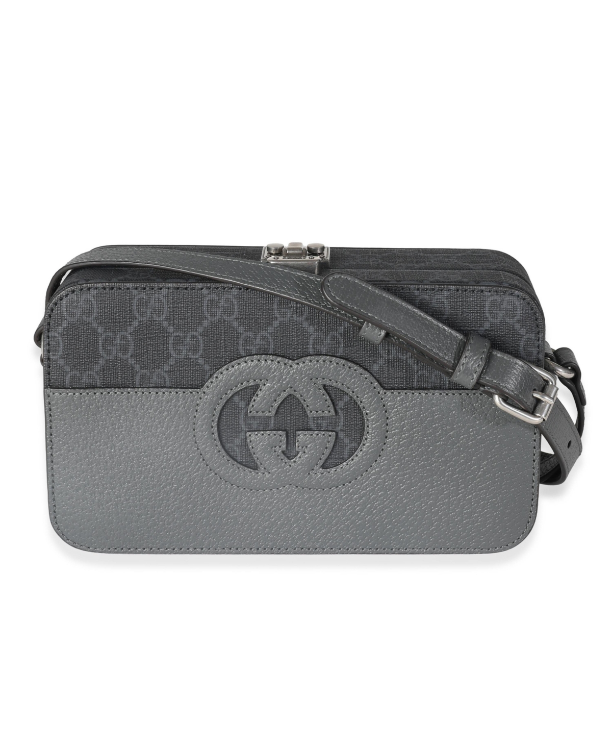 Click here for Pre-Owned Gucci Grey Calfskin Gg Supreme Interlock... prices