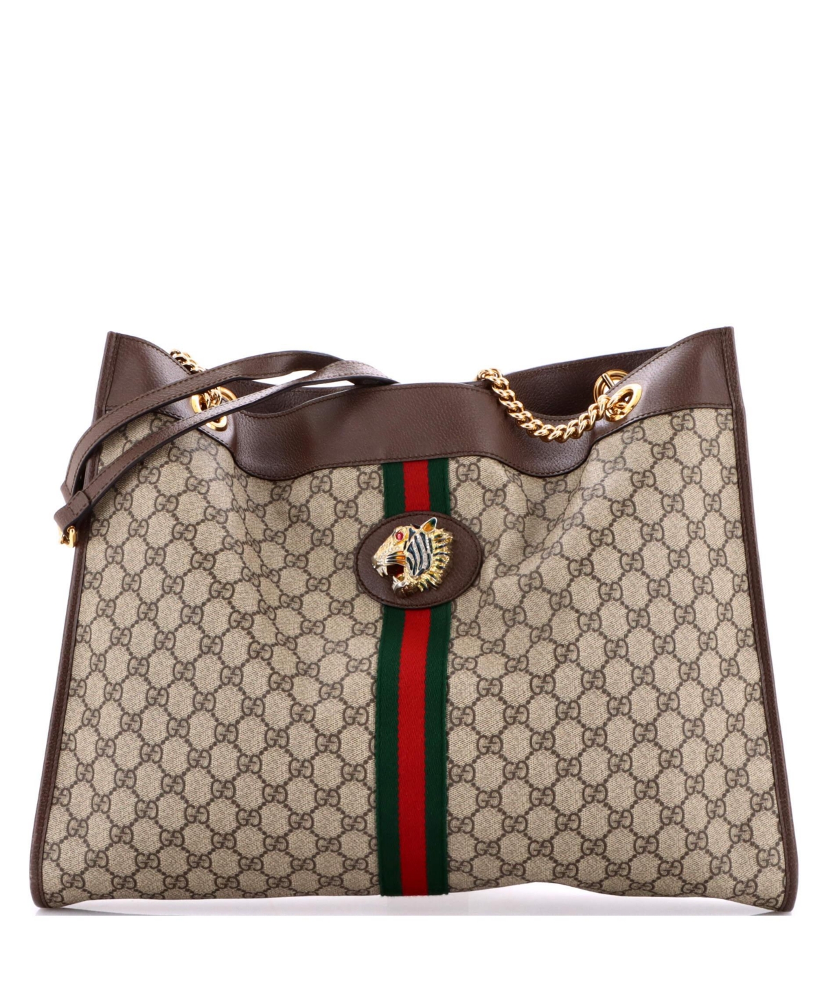 Click here for Pre-Owned Gucci Large Rajah Chain Tote Gg Coated C... prices