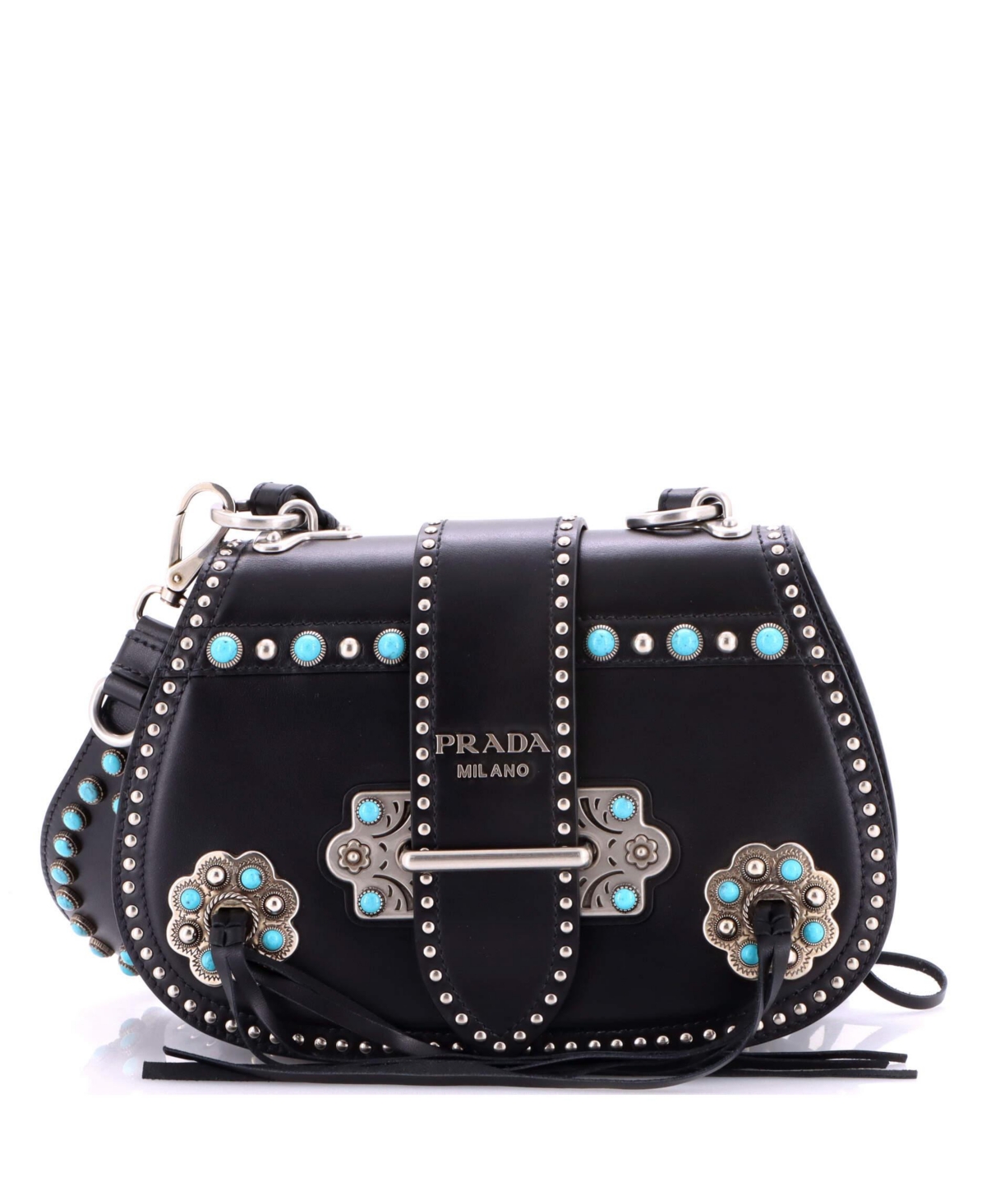 Click here for Pre-Owned Prada Medium Folk Saddle Shoulder Bag Em... prices