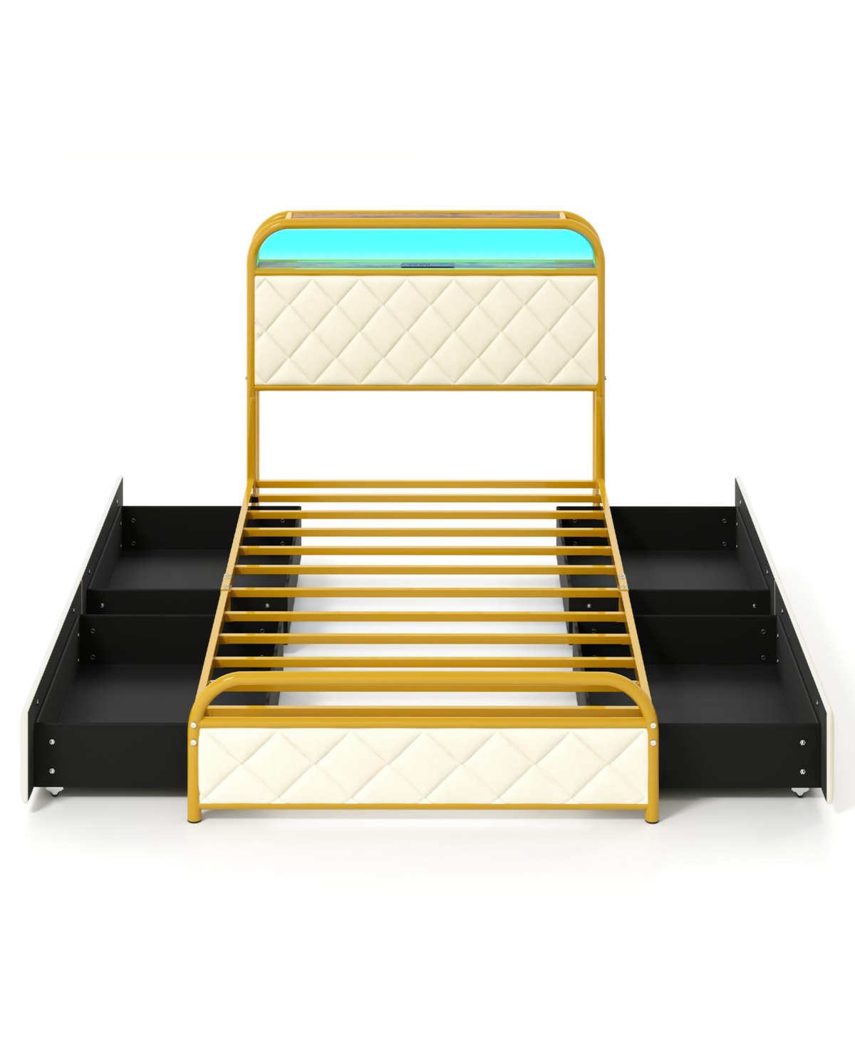 Click here for Gouun Twin Size Bed Frame with Led Lights and Char... prices