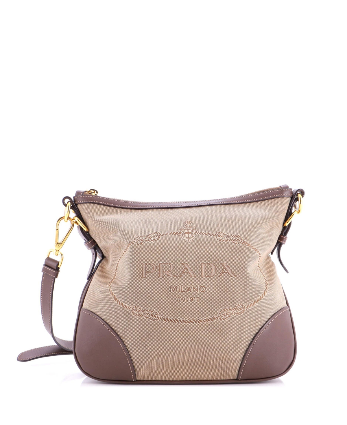 Click here for Pre-Owned Prada Medium Logo Messenger Bag Canvas w... prices