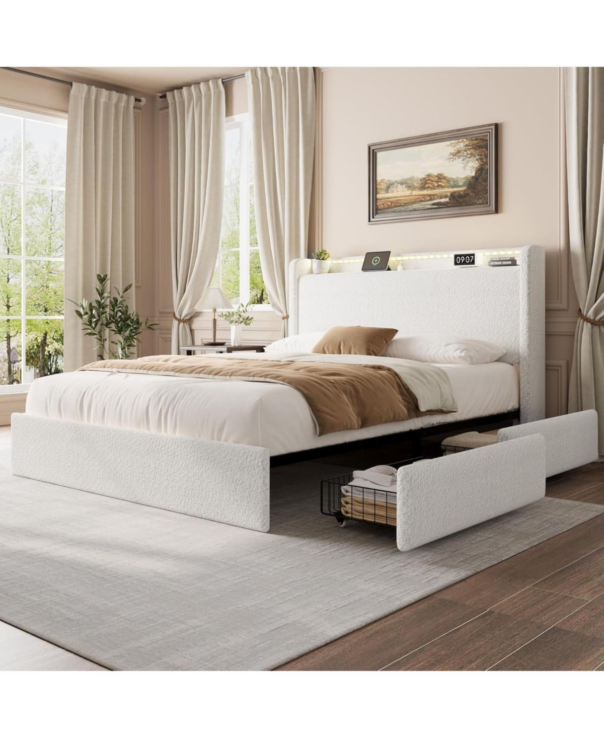 Click here for gaomon Platform Bed Lighted Upholstered 4 Storage... prices
