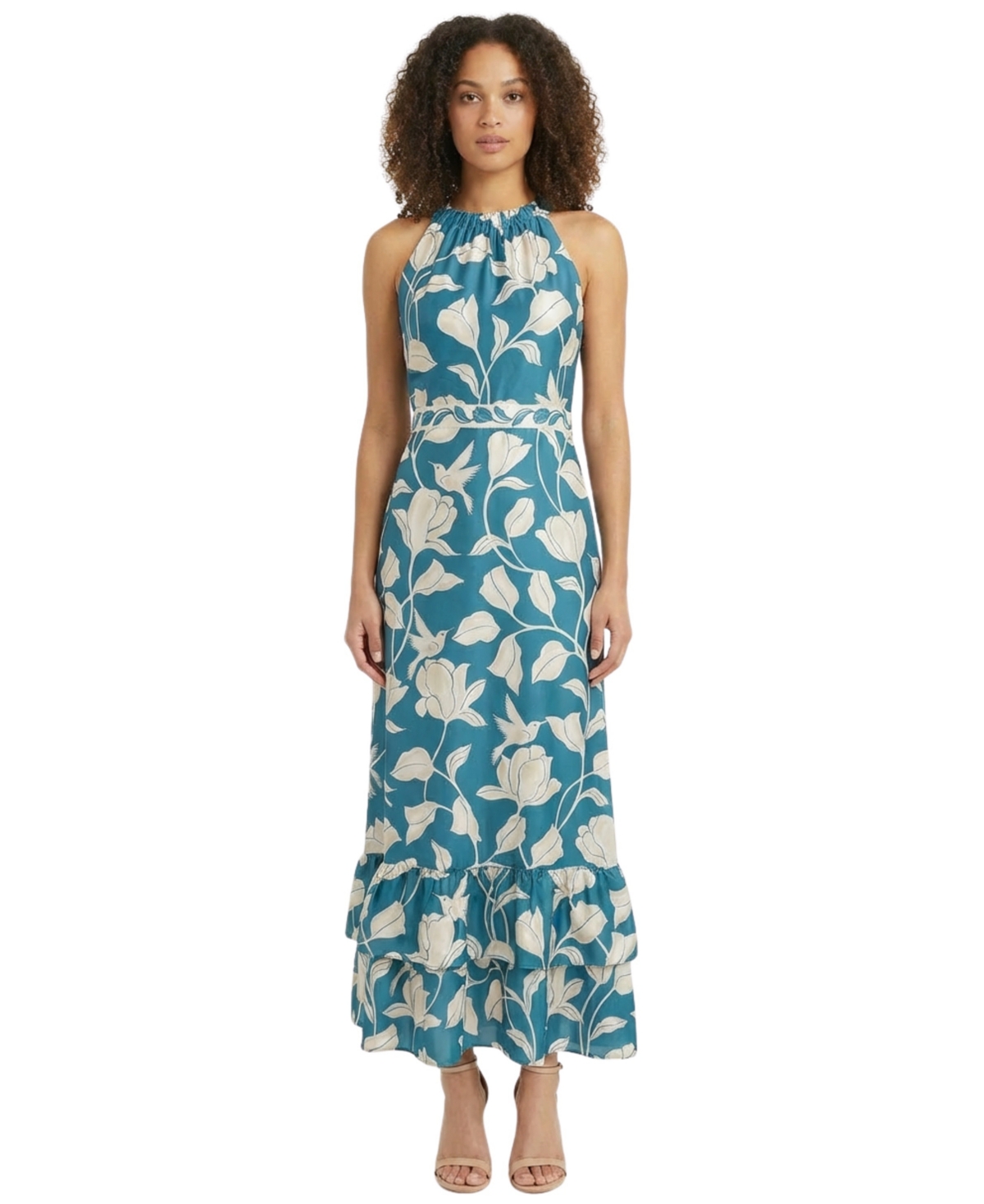 Click here for Maggy London Womens Halter Neck Tiered Maxi Dress... prices