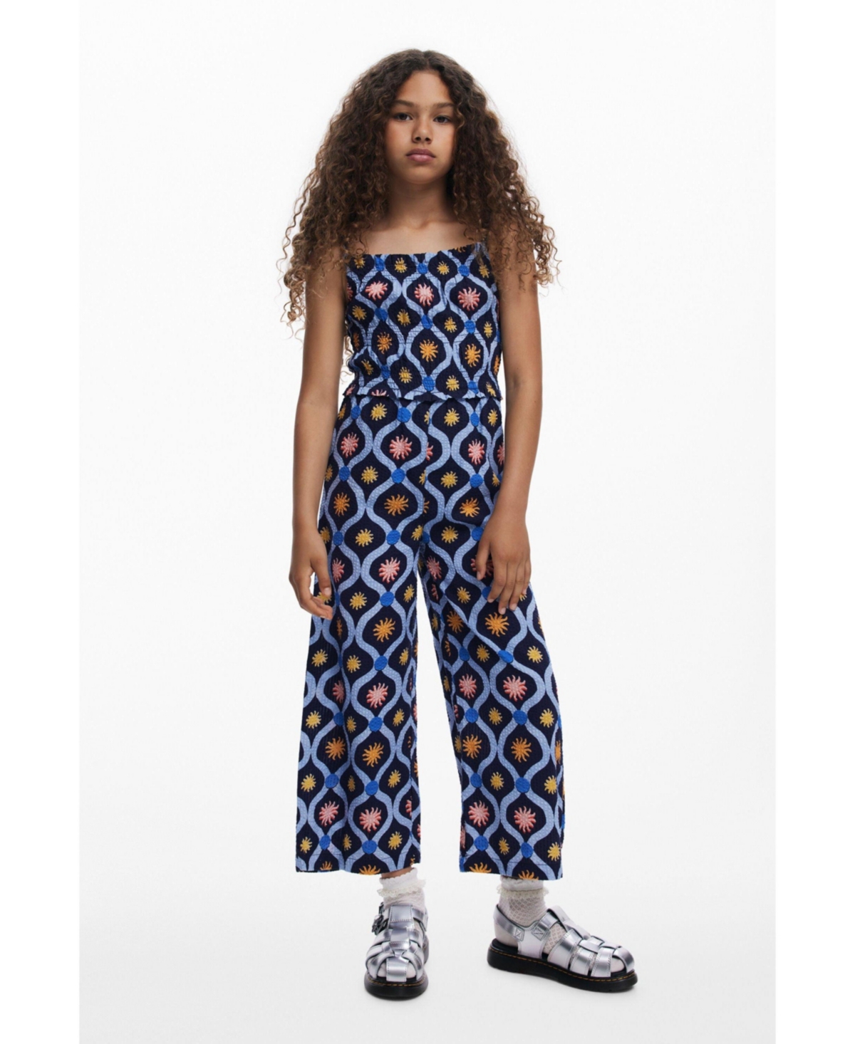 Click here for Desigual Girls Girlss Ruched jumpsuit soles - Blue prices