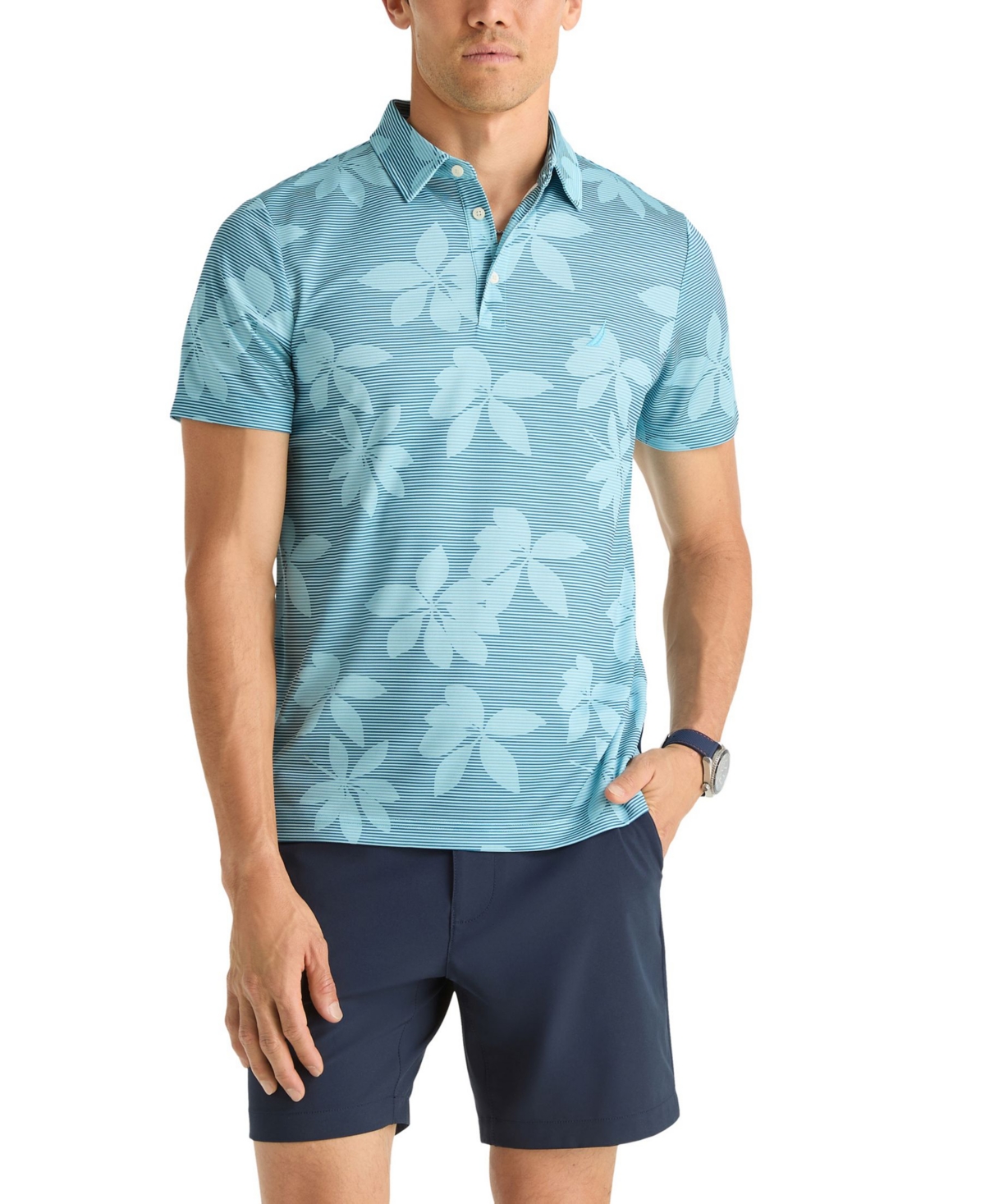 Click here for Nautica Mens Print Golf Polo Shirt - Blue Moon prices