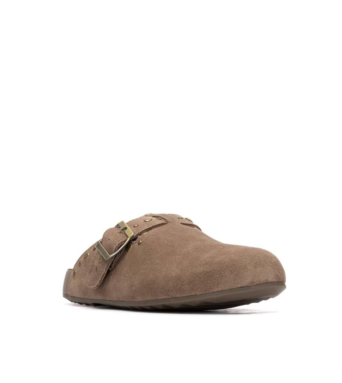 Click here for Xti Womens Suede Clog Mule Flats - Beige prices