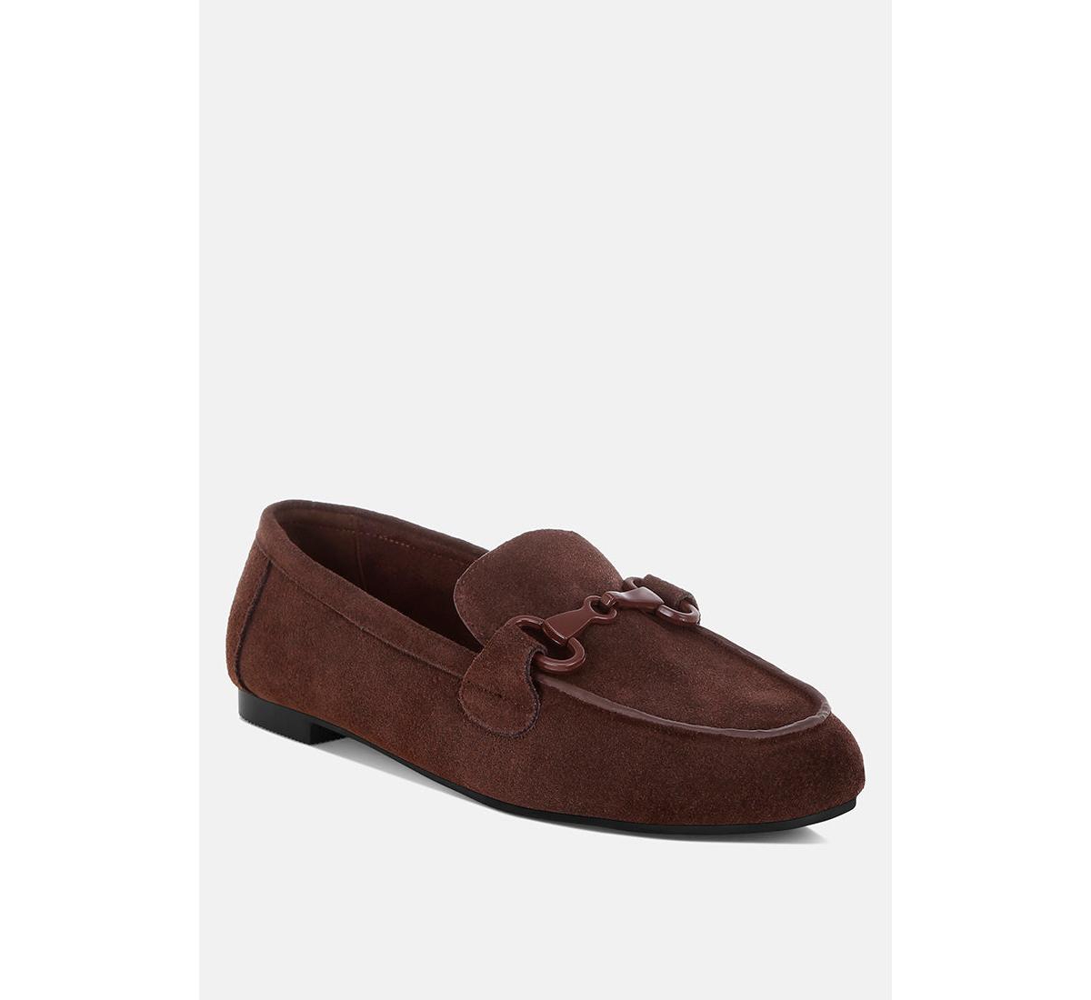 Click here for Awen Monochromatic Horsebit Real Suede Loafers - B... prices