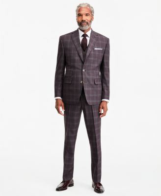 Click here for Tayion Collection Mens Classic Fit Burgundy Plaid... prices