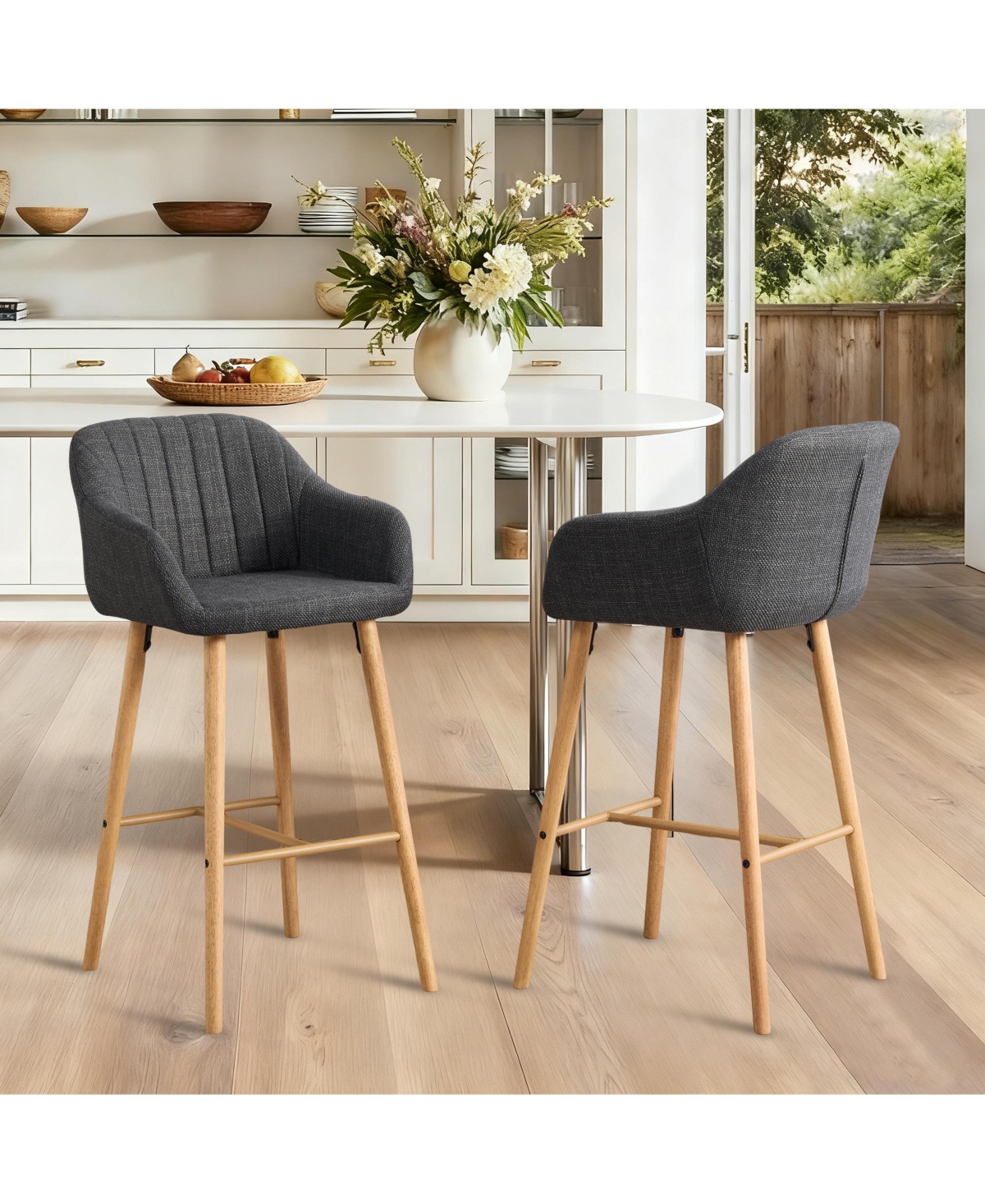 Click here for Rainsken Bar Stools Set of 2 - Linen Fabric Uphols... prices