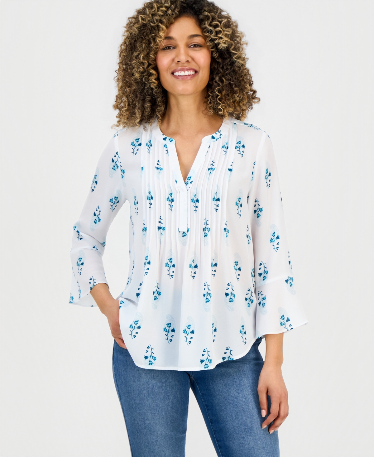 Click here for Style & Co Petite Pintucked V-Neck Top  Macys Excl... prices