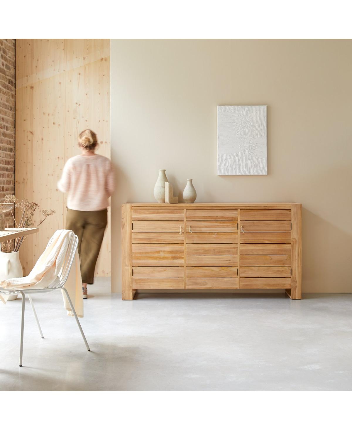 Click here for Tikamoon 170 cm Solid Teak Minimalist Sideboard Ki... prices