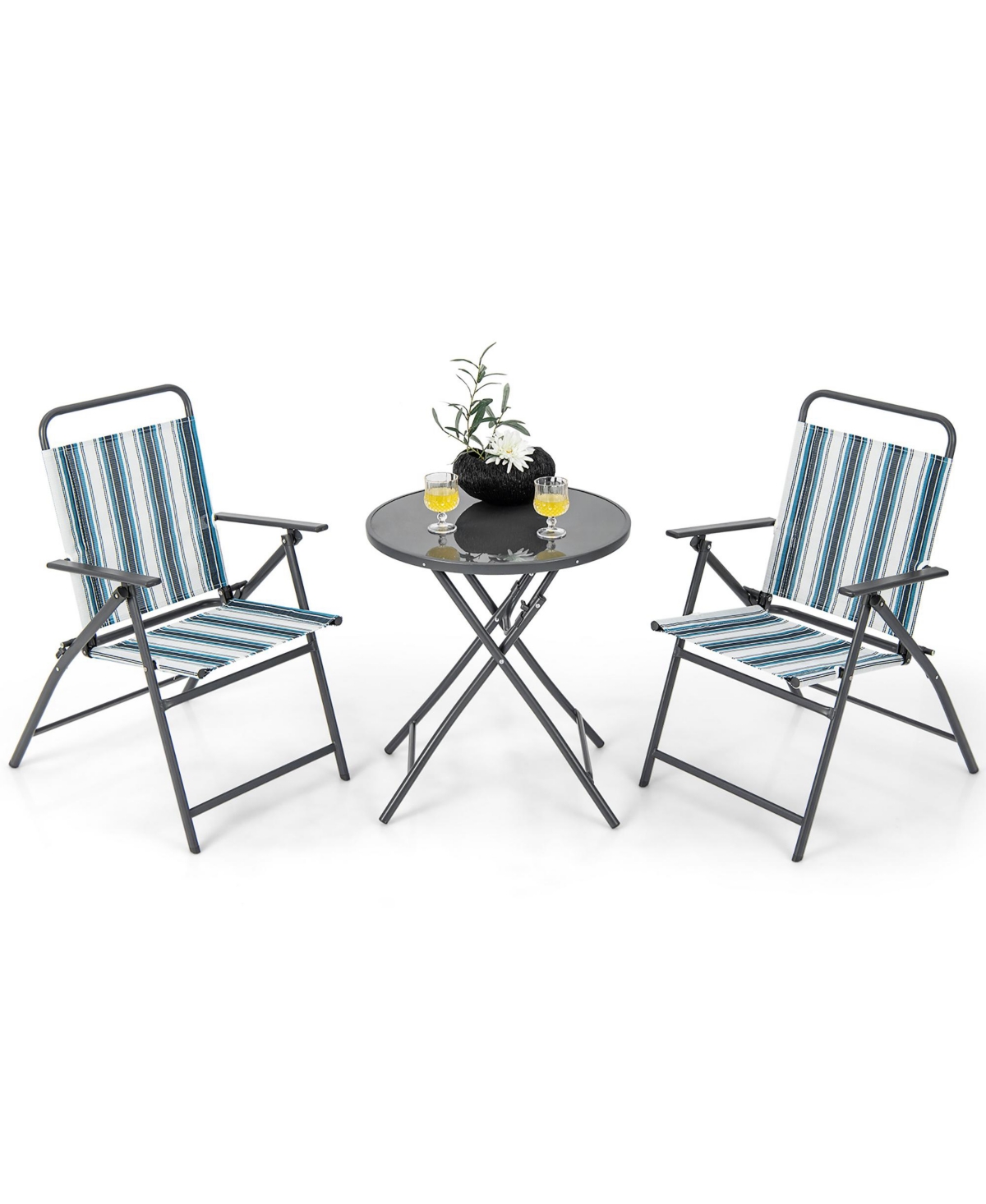 Click here for Gymax 3 Pieces Patio Folding Chair Set w/ 2 Chairs... prices
