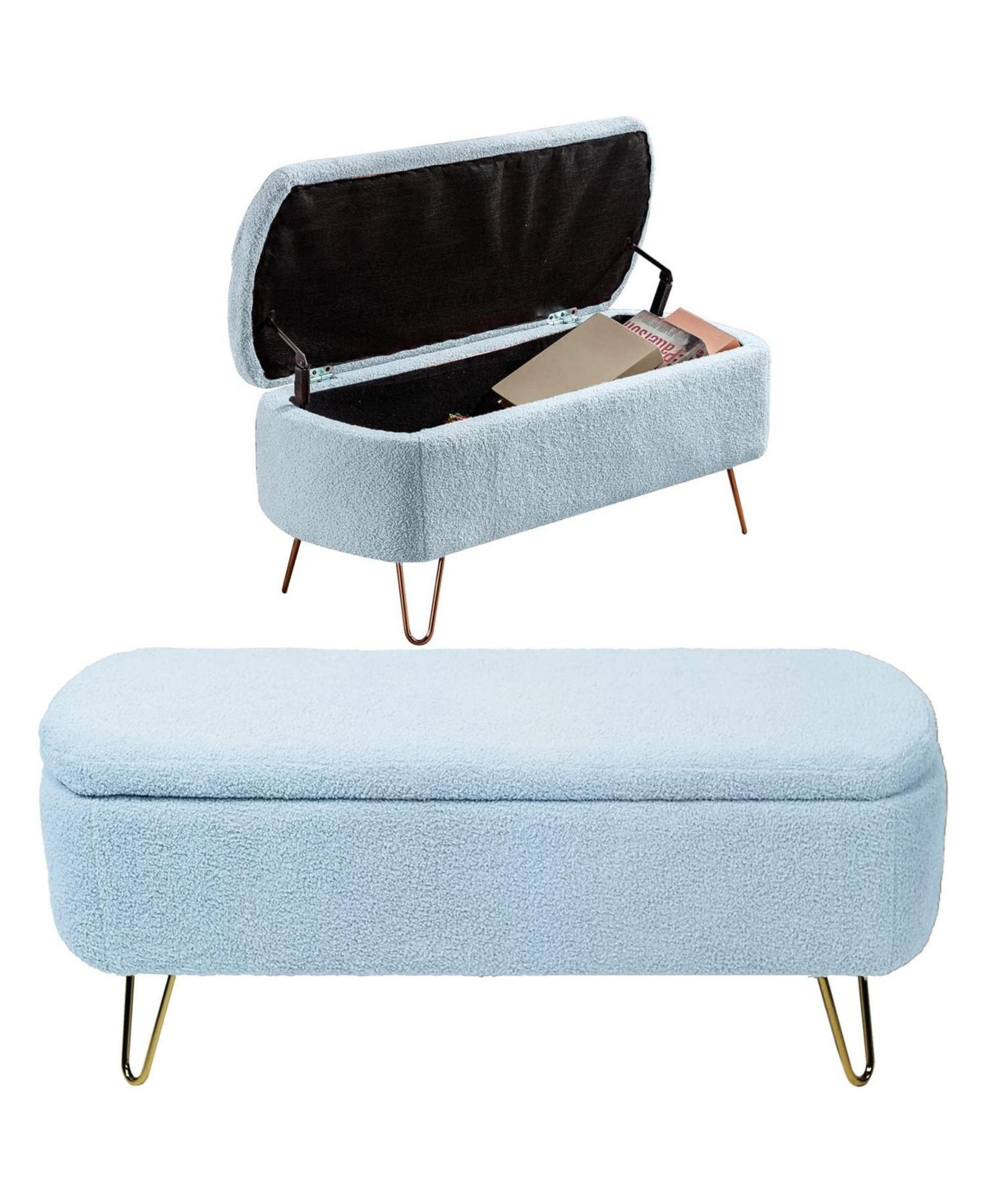Click here for Rainsken Modern Storage Ottoman Bench - Oval Faux... prices