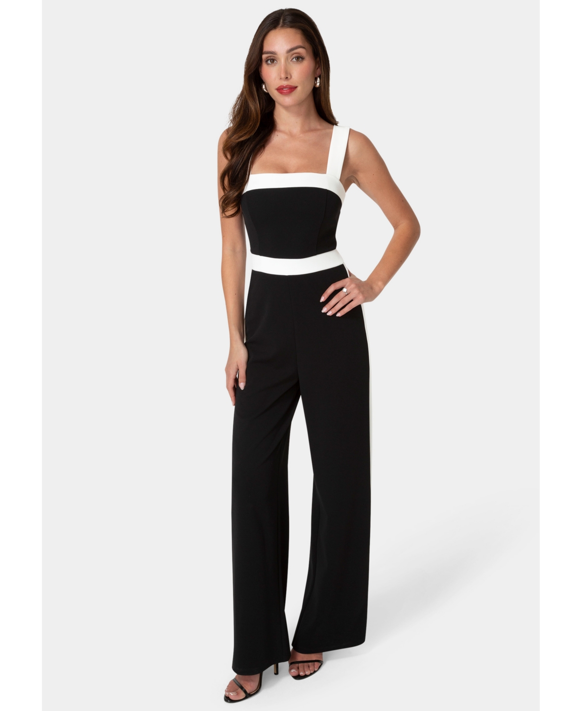 Click here for Bebe Womens Colorblock Square Neck Jumpsuit - Blac... prices