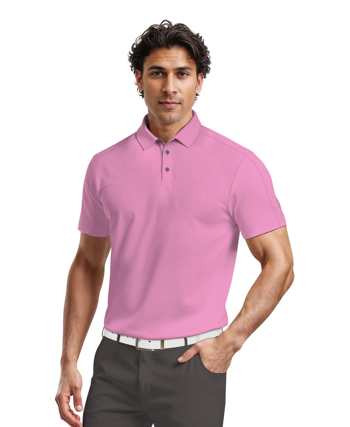 Click here for Pga Tour Mens Solid Cooling Texture Polo Shirt - P... prices