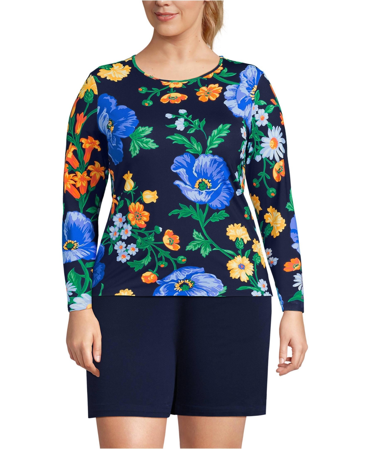 Click here for Lands End Plus Size Long Sleeve Crewneck Garden Te... prices