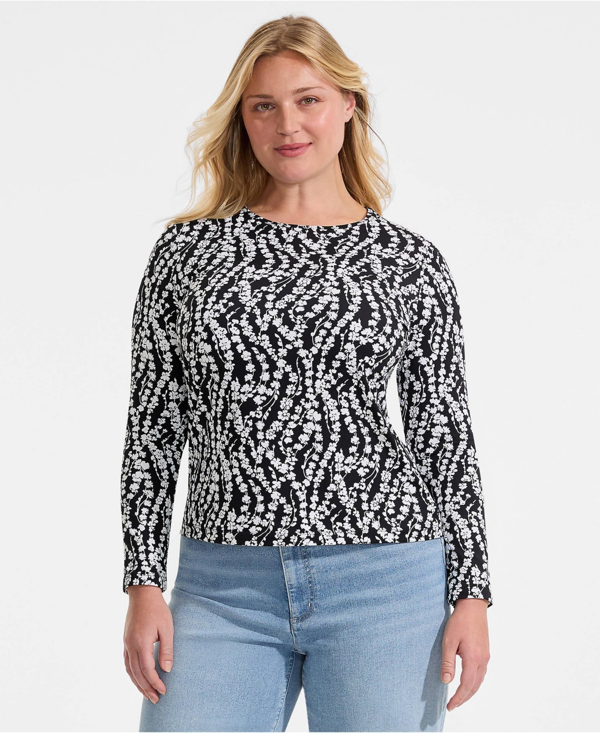 Click here for Lands End Plus Size Long Sleeve Crewneck Garden Te... prices