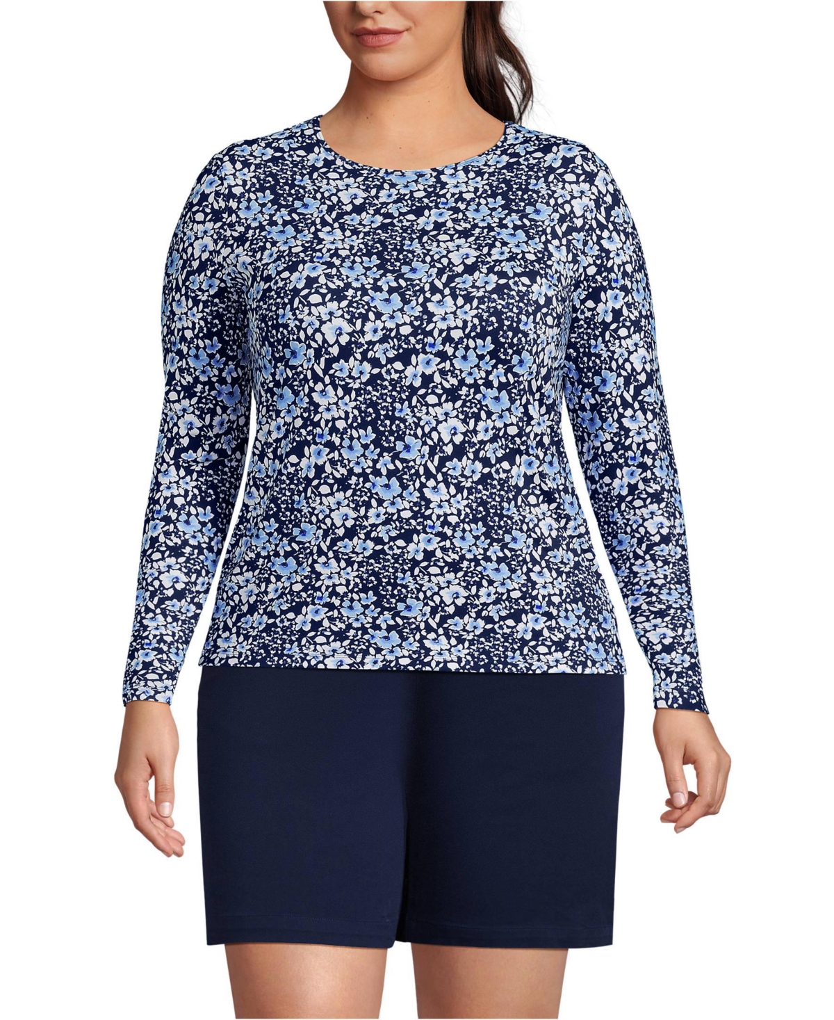 Click here for Lands End Plus Size Long Sleeve Crewneck Garden Te... prices