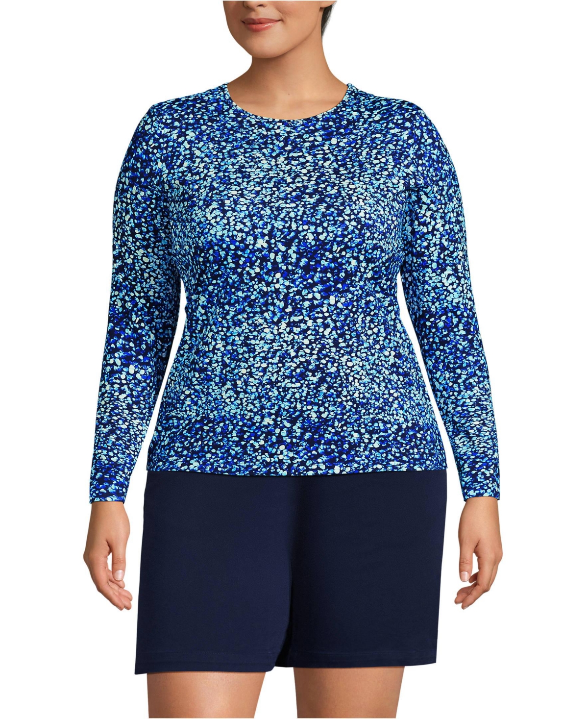 Click here for Lands End Plus Size Long Sleeve Crewneck Garden Te... prices