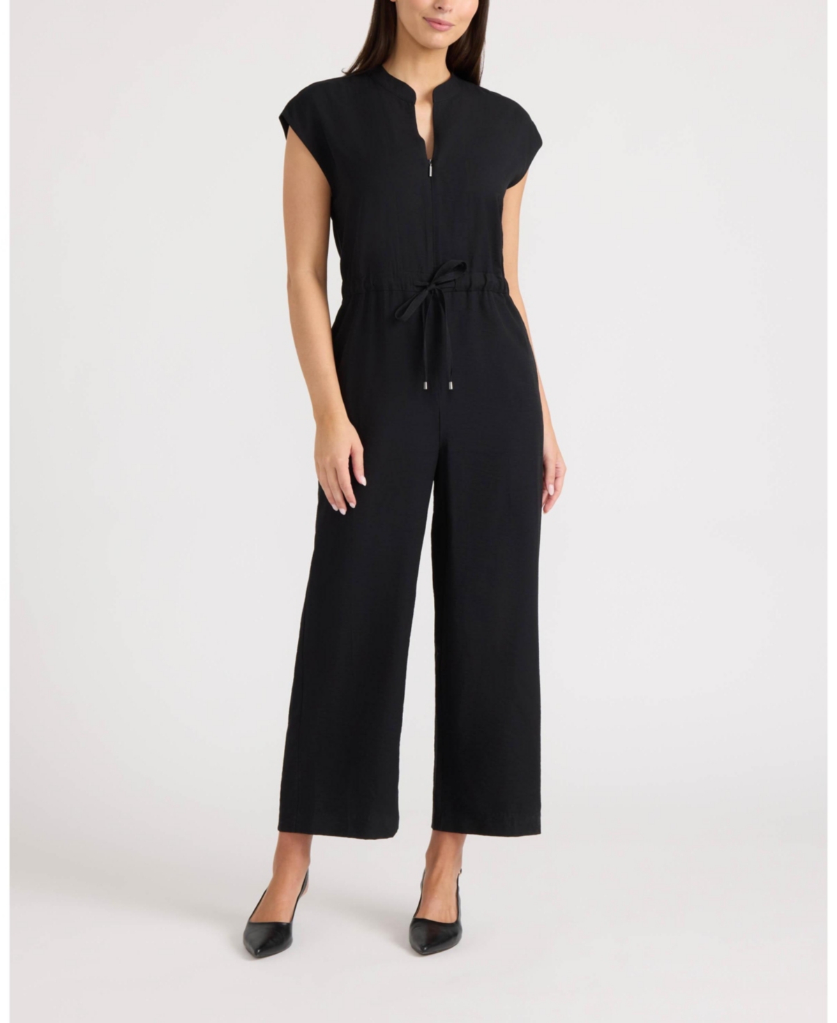 Click here for Ellen Tracy Womens Crinkle Jumpsuit - Black prices