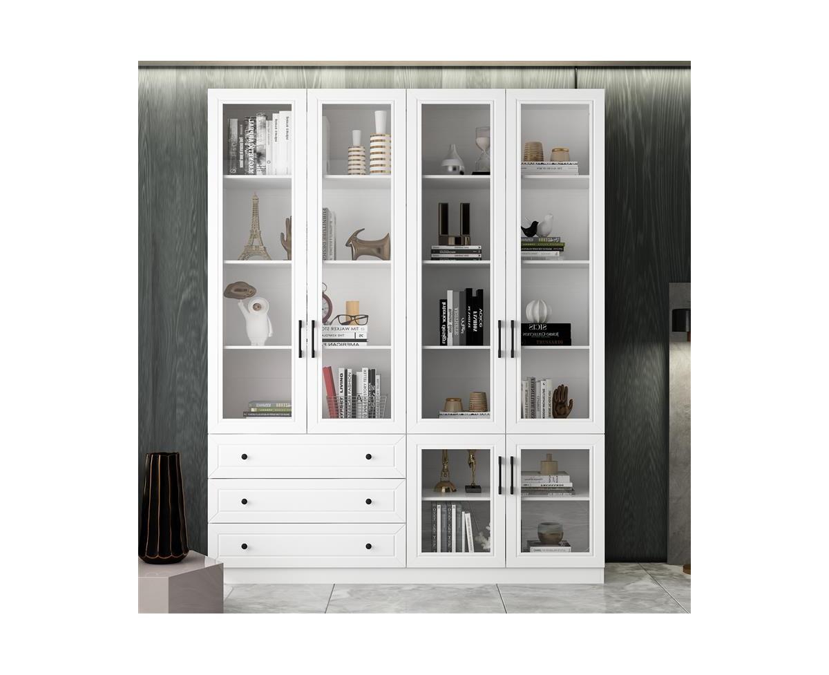 Click here for Famapy White 10-Shelf Accent Bookcase with Glass D... prices