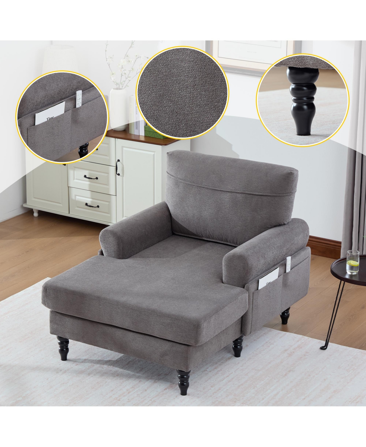 Click here for Rainsken Oversized Chenille Chaise Lounge  Leisure... prices