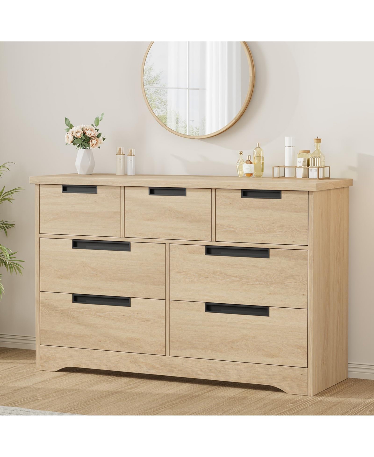 Click here for gaomon 7 Drawer Dresser for Bedroom  55in Wide Oak... prices