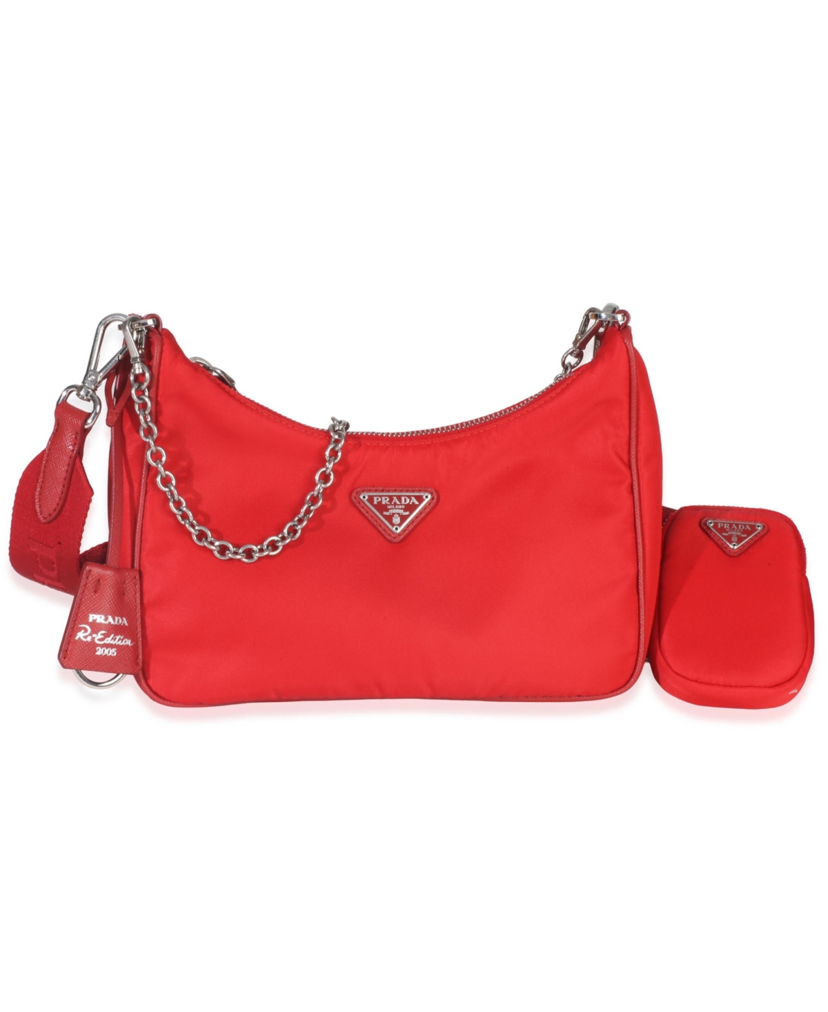 Click here for Pre-Owned Prada Red Re-Nylon Re-Edition 2005 Hobo... prices