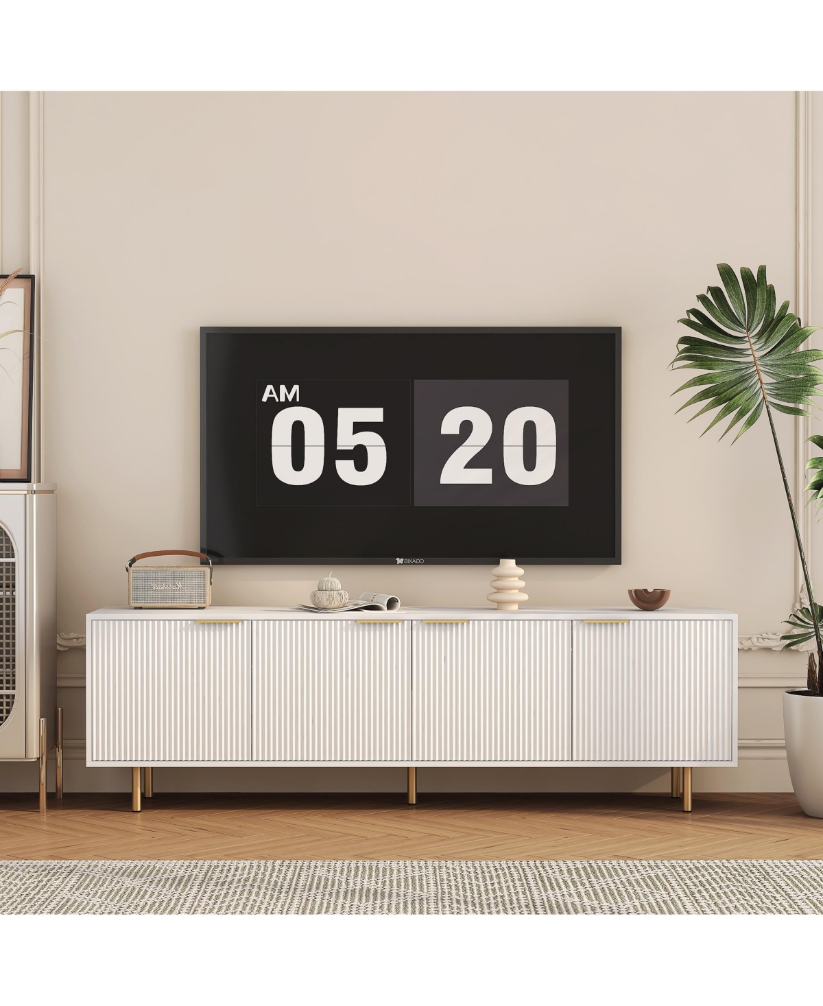 Click here for Rainsken Modern Fluted Tv Cabinet for 55+ Inch Tv... prices