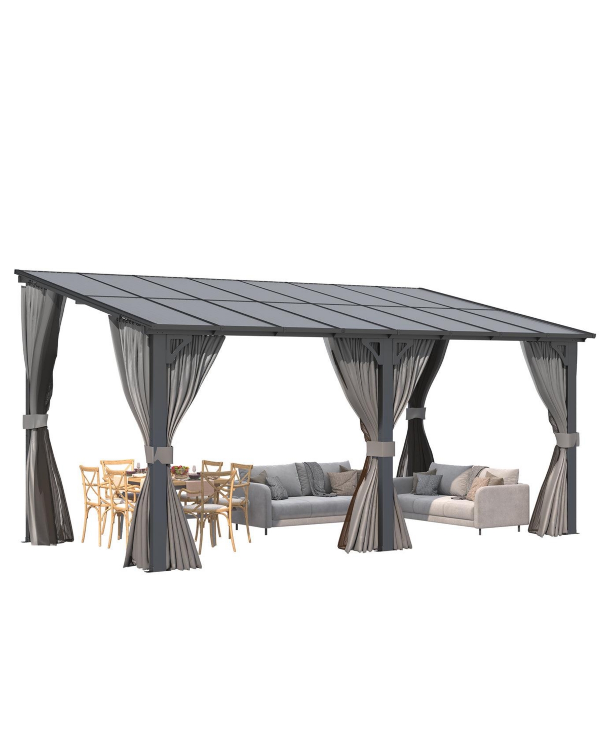 Click here for Aecojoy 16x12 Wall Gazebo with Curtains and Mosqui... prices