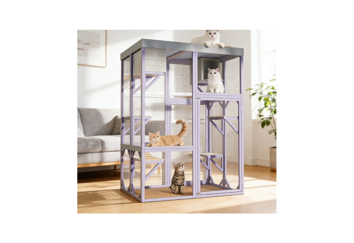 Click here for Zeus & Ruta Outdoor Wooden Cat Enclosure 4 Tier Pl... prices