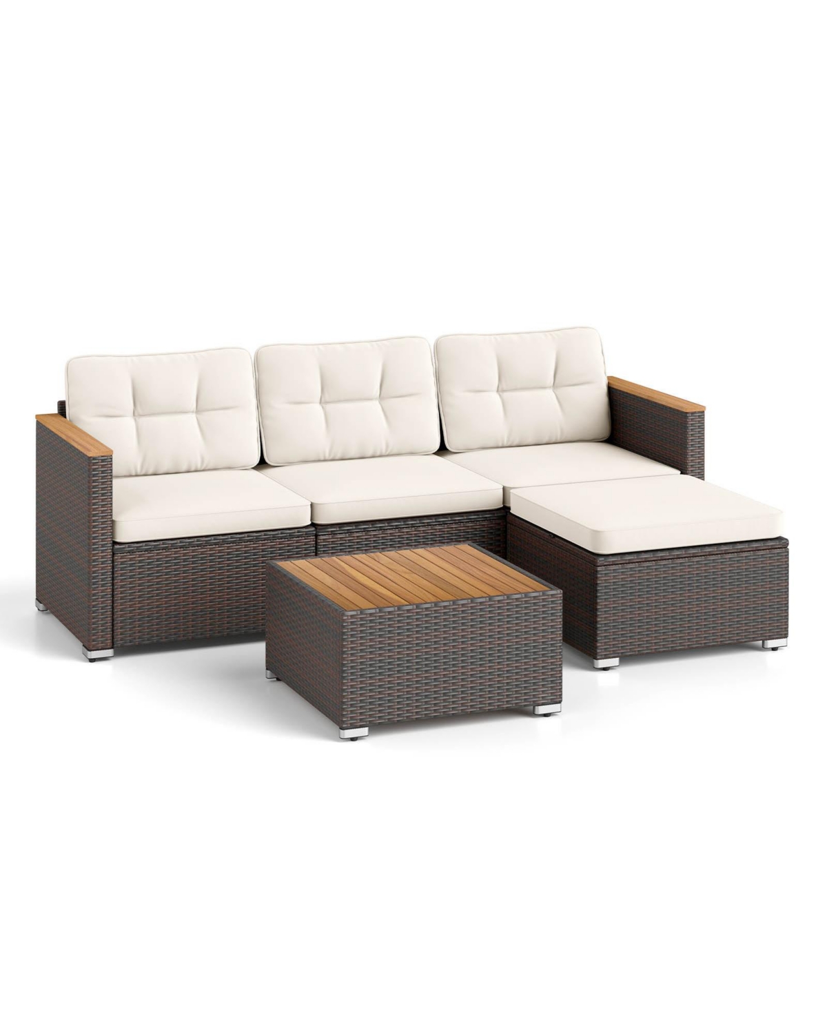 Click here for Sugift 5 Piece Wicker Conversation Set with Cushio... prices