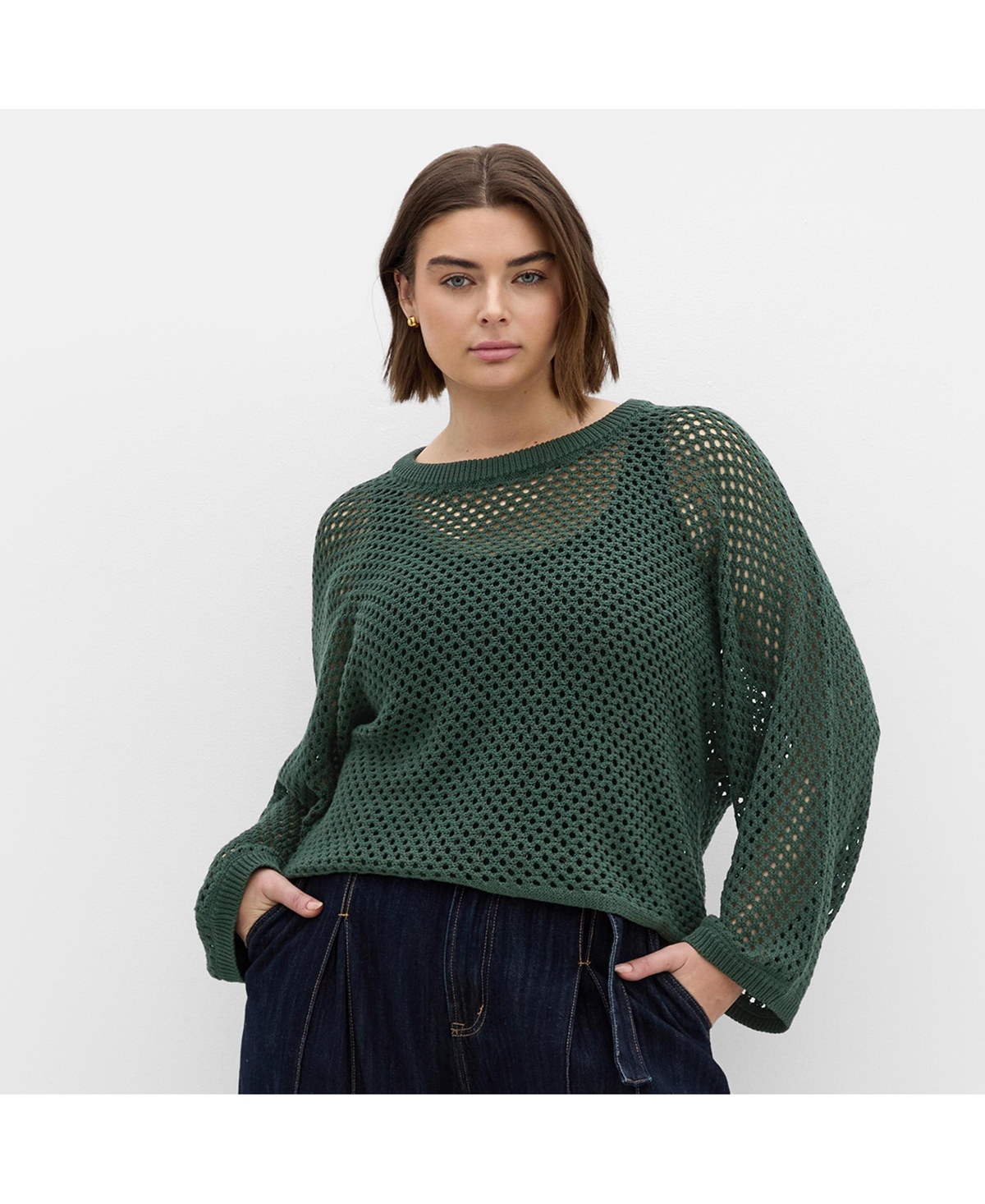 Click here for City Chic Womens Crochet Knit Long Sleeve Top - Fo... prices