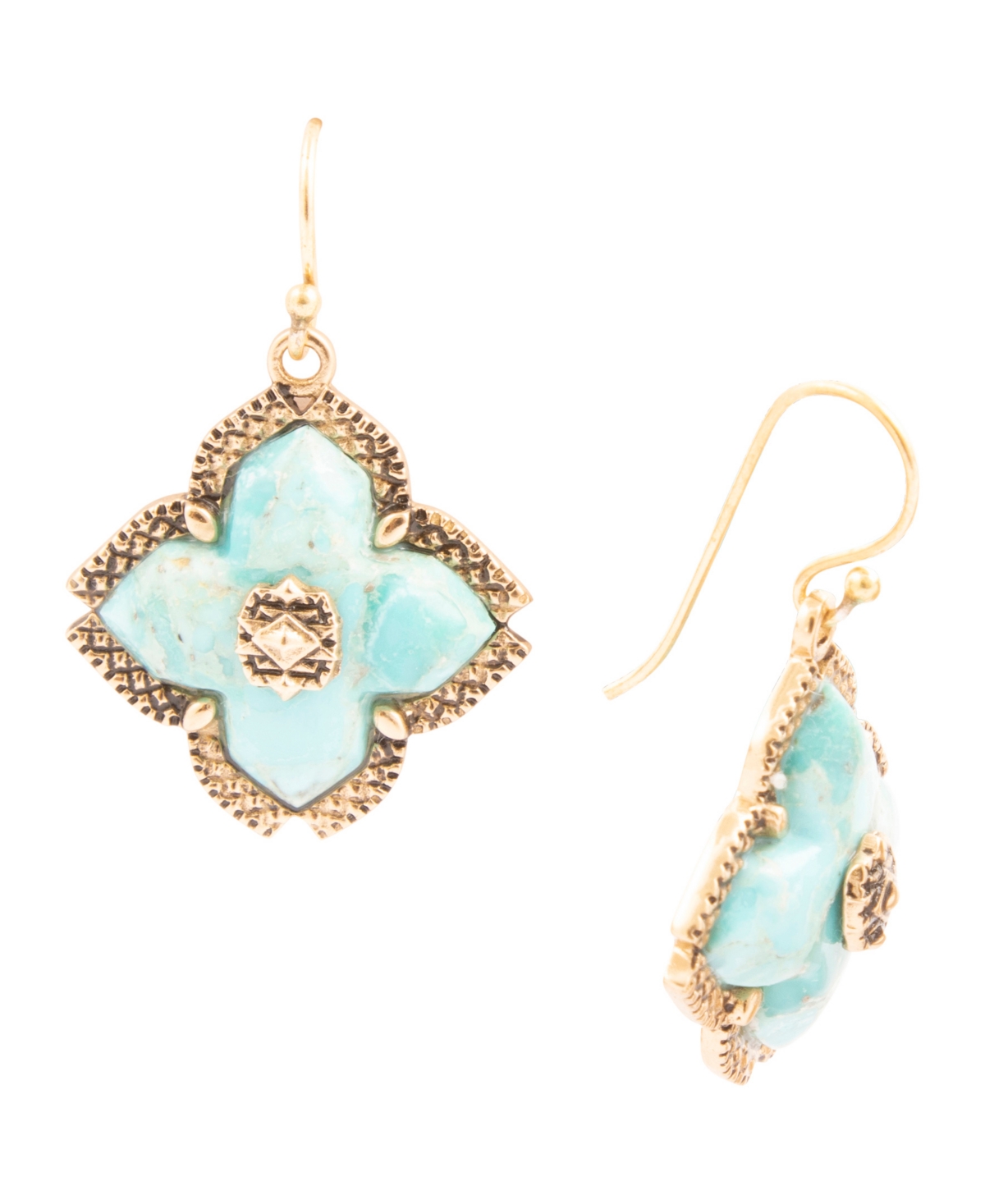 Click here for Barse Blue Turquoise Maltese Golden Cross Earrings... prices