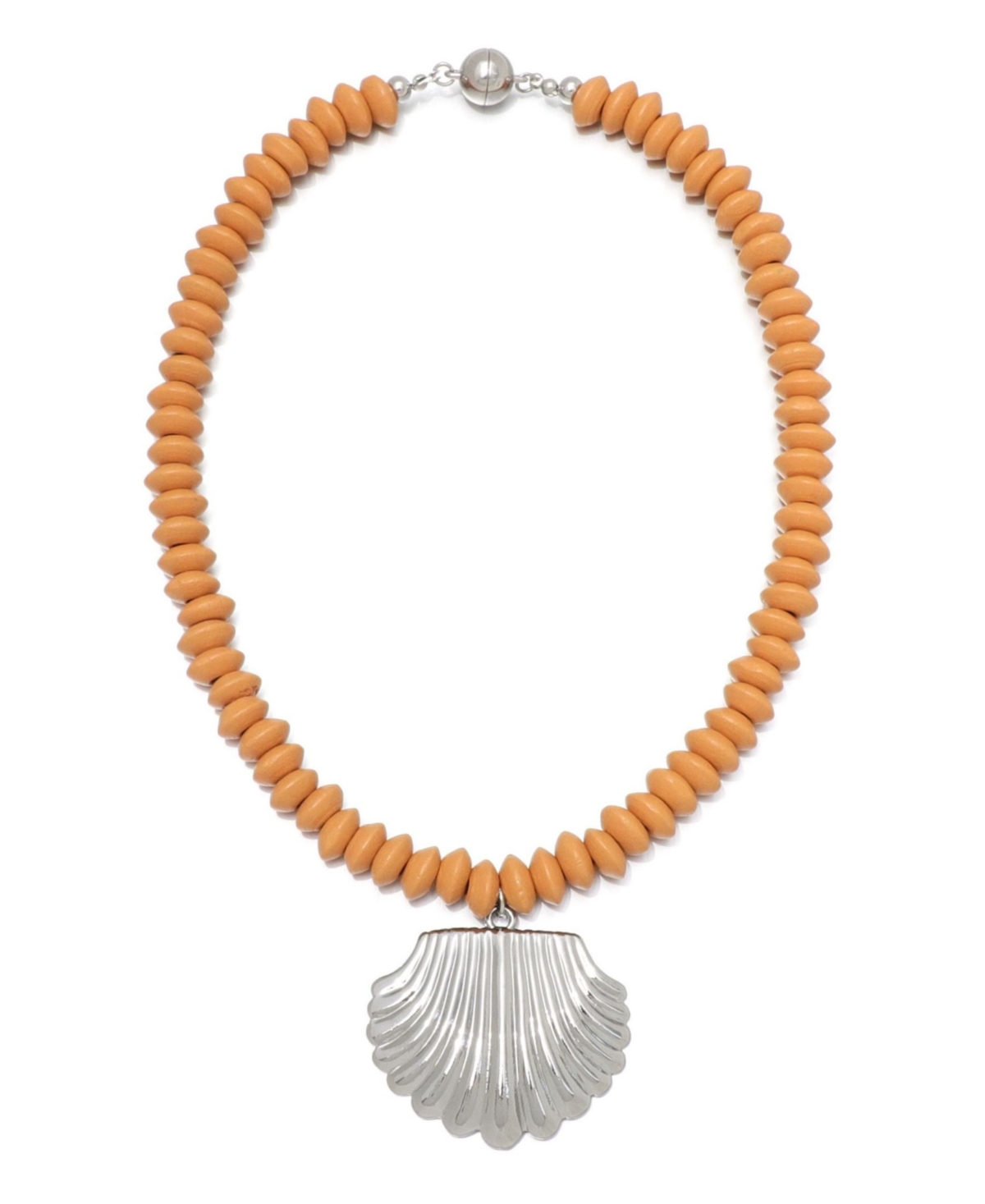 Click here for Adornia Silver Oversized Shell Charm on a Wood Bea... prices