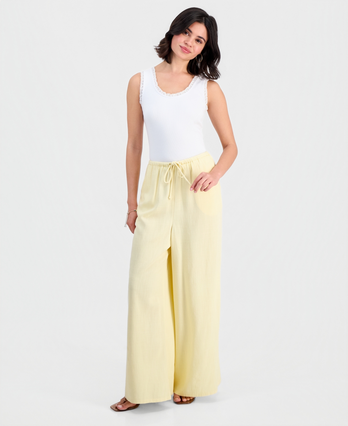 Click here for And Now This Womens Striped Eyelet Wide-Leg Pants... prices